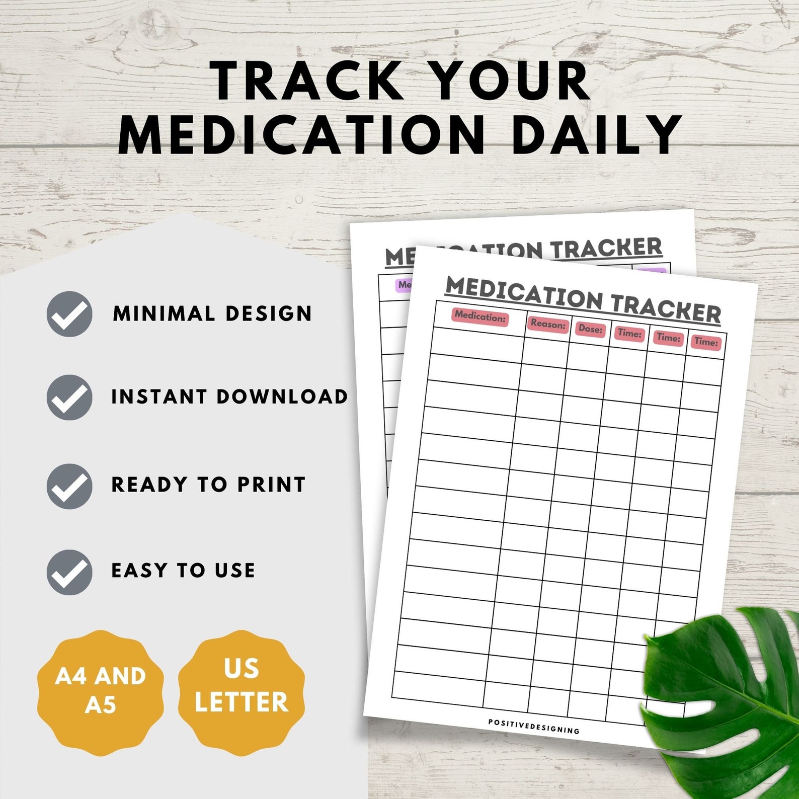 Daily Medication Tracker, Printable Medication Log, Daily Medication ...