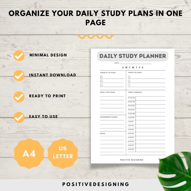 Study Planner Printable, Print at Home Study Plan, Student Planning ...