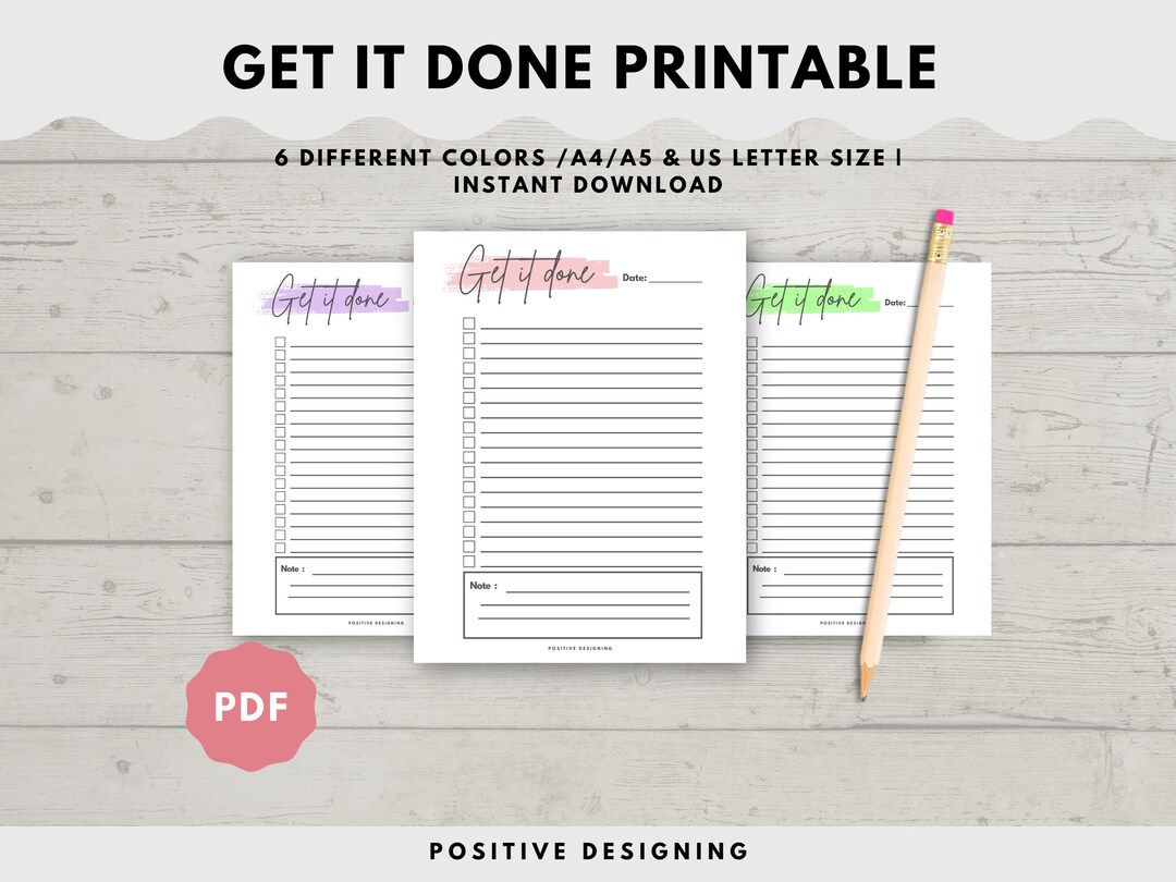 Get It Done, Printable to Do List Template, Task List, Daily to Do List ...