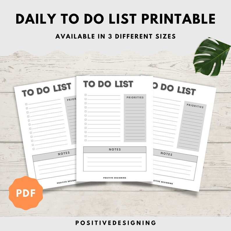 Daily to Do List Printable, Instant Download, Minimal Productivity ...