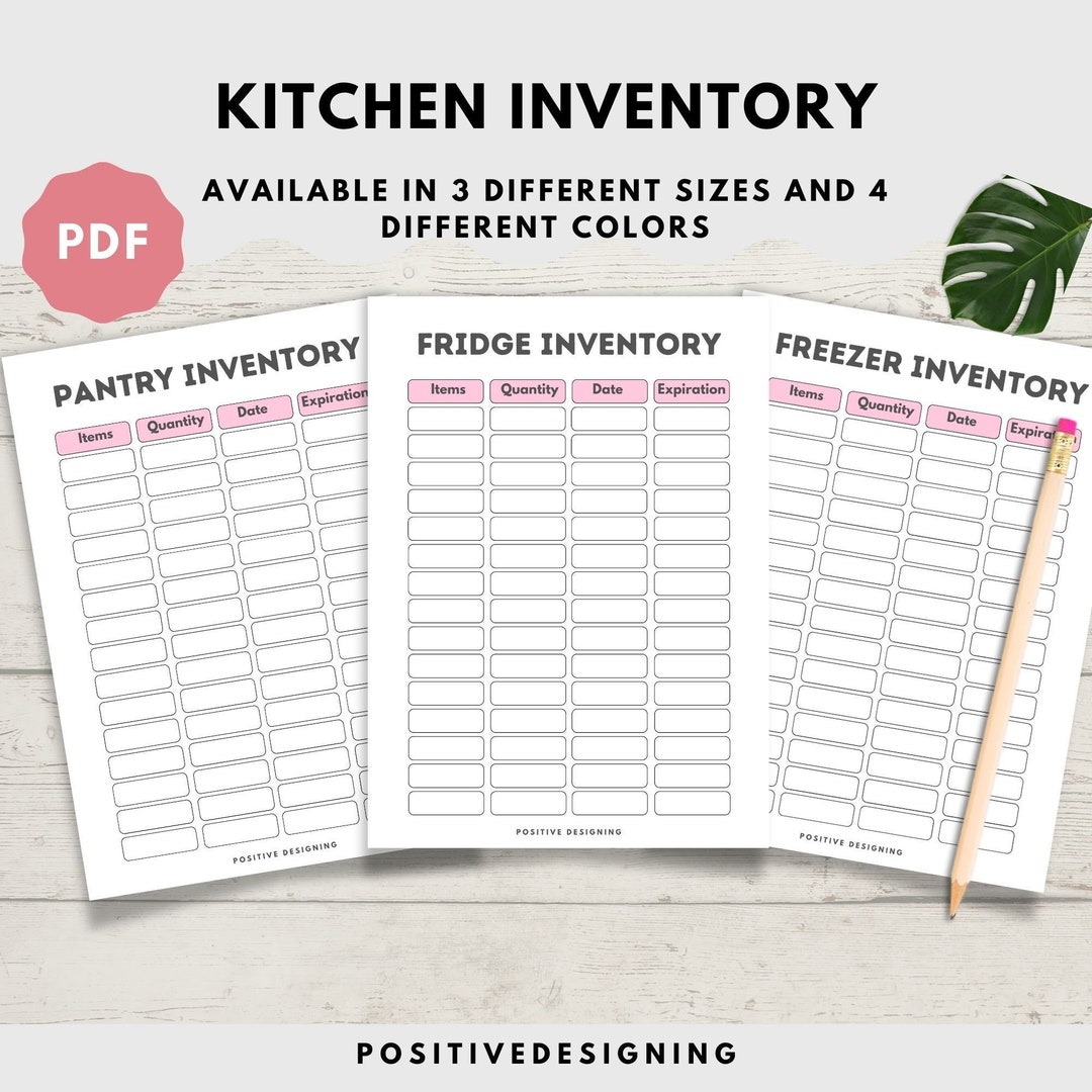 Kitchen Inventory Printable Pantry Fridge and Freezer - Etsy
