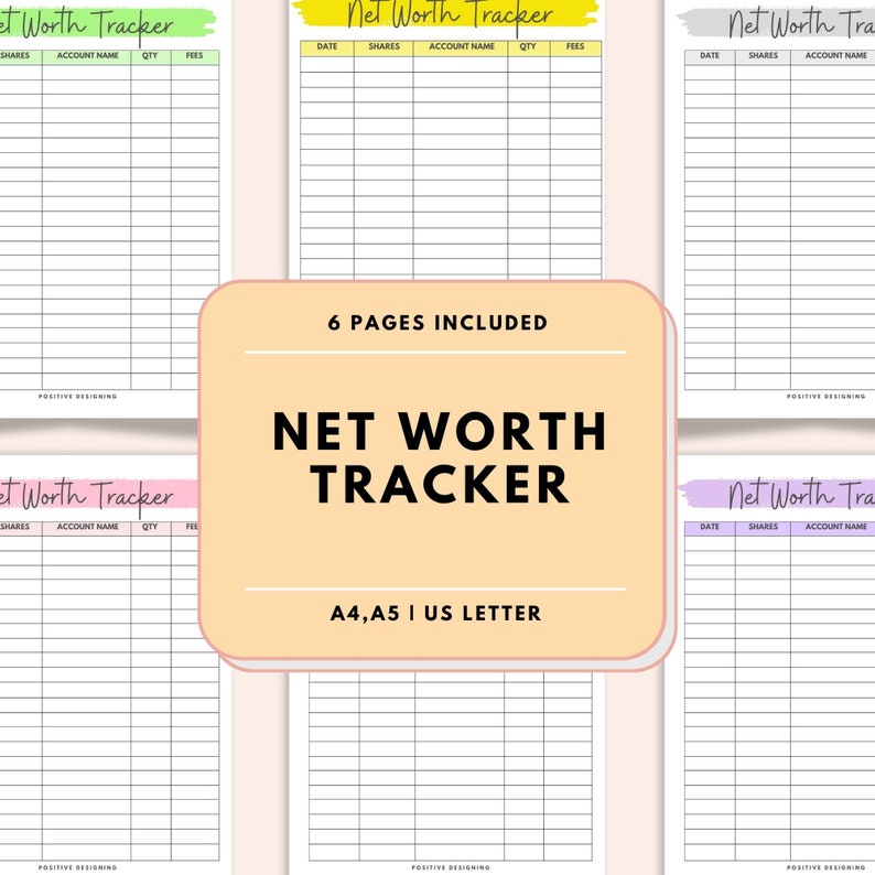 Net Worth Tracker Printable, Asset and Liability Balance Sheet ...