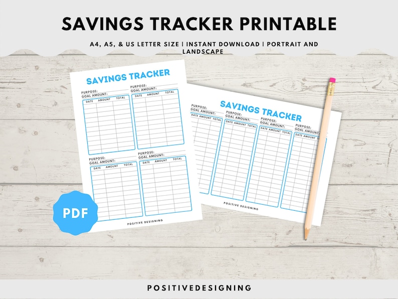 Savings Account Sheet Printable, Personal Savings Tracker, Financial ...