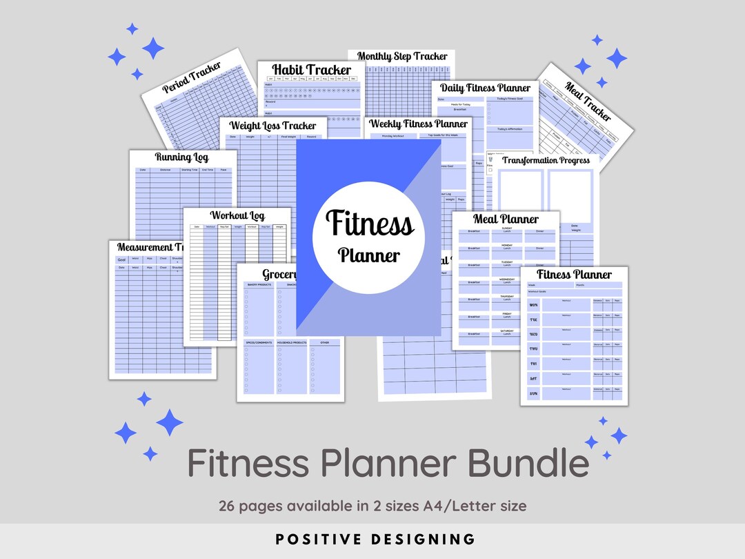 Fitness Tracker Planner Printable, Health Planner, Fitness Journal ...
