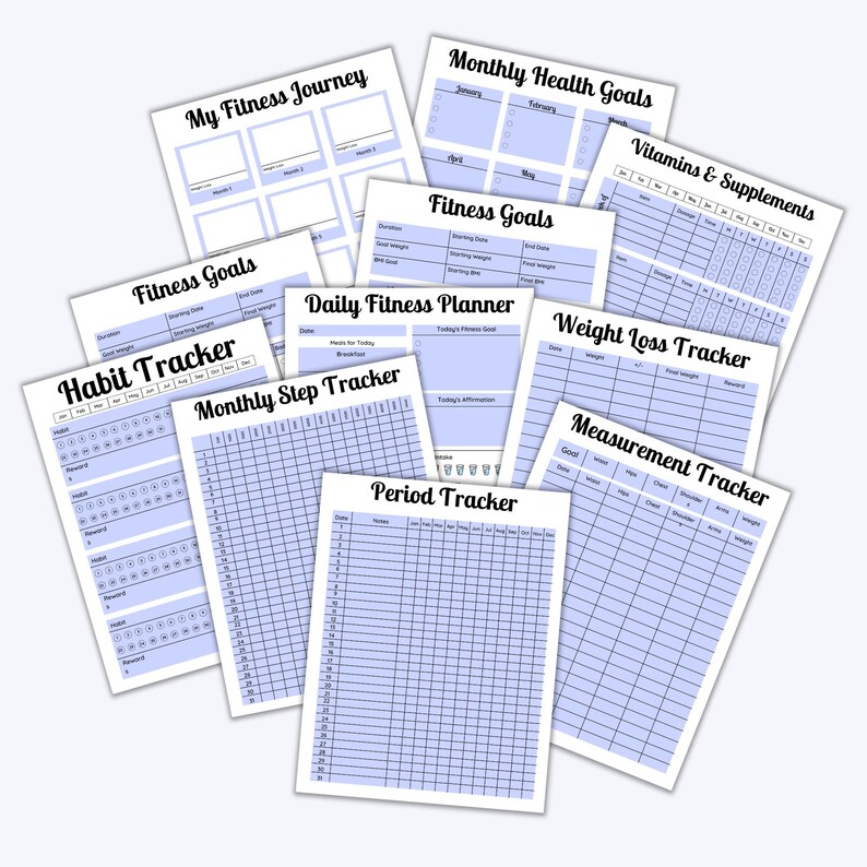 Fitness Tracker Planner Printable, Health Planner, Fitness Journal ...