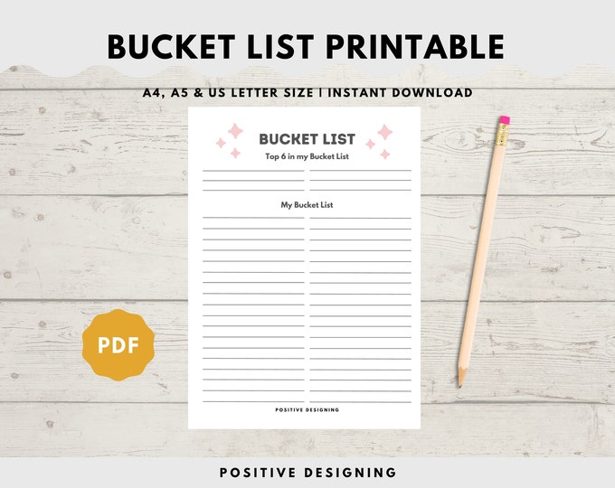 Bucket List Tracker Printable, to Do List Printable, Bucket List ...