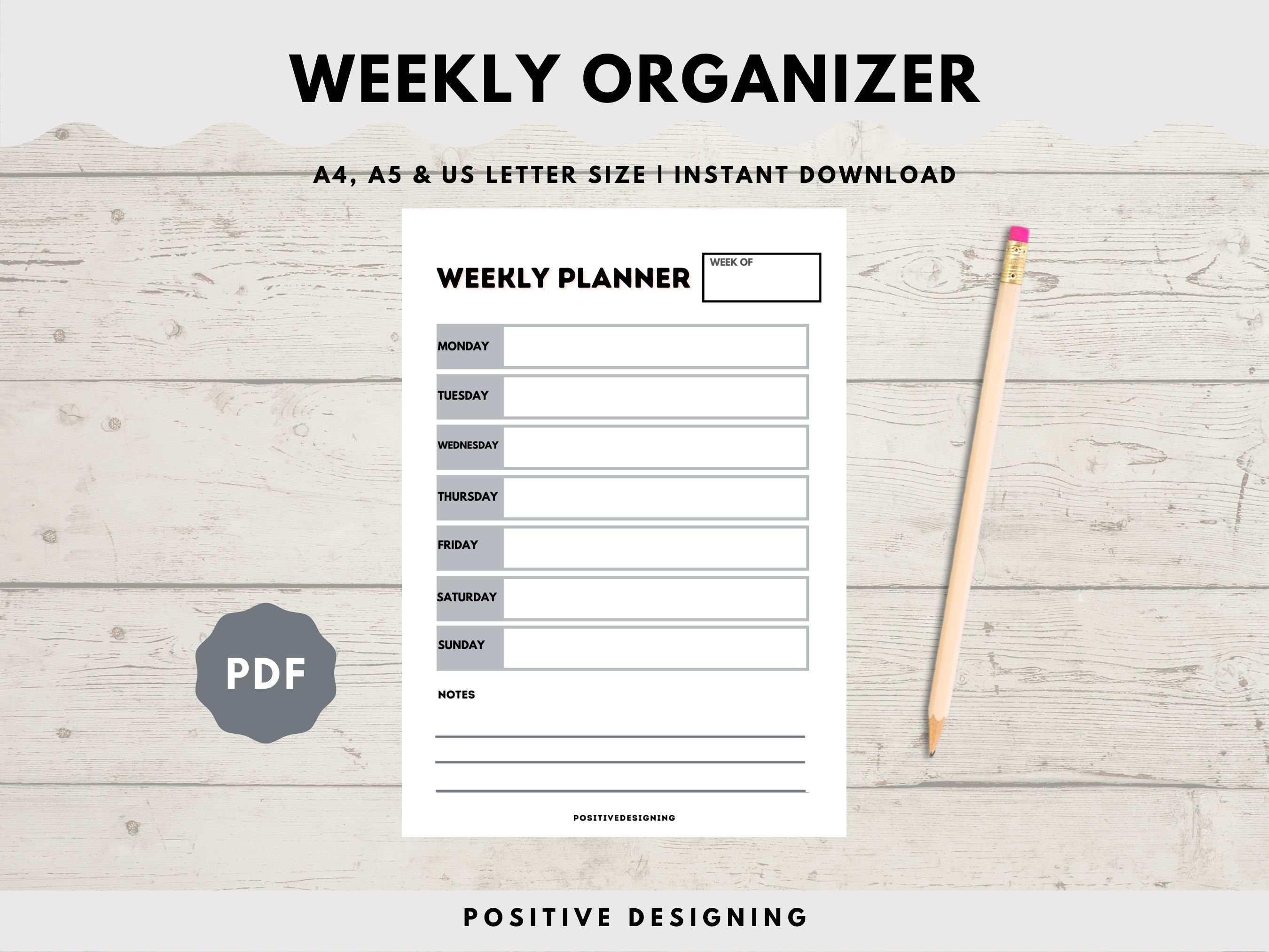Weekly Planner Printable to Do List, Minimal Weekly Schedue, Weekly ...