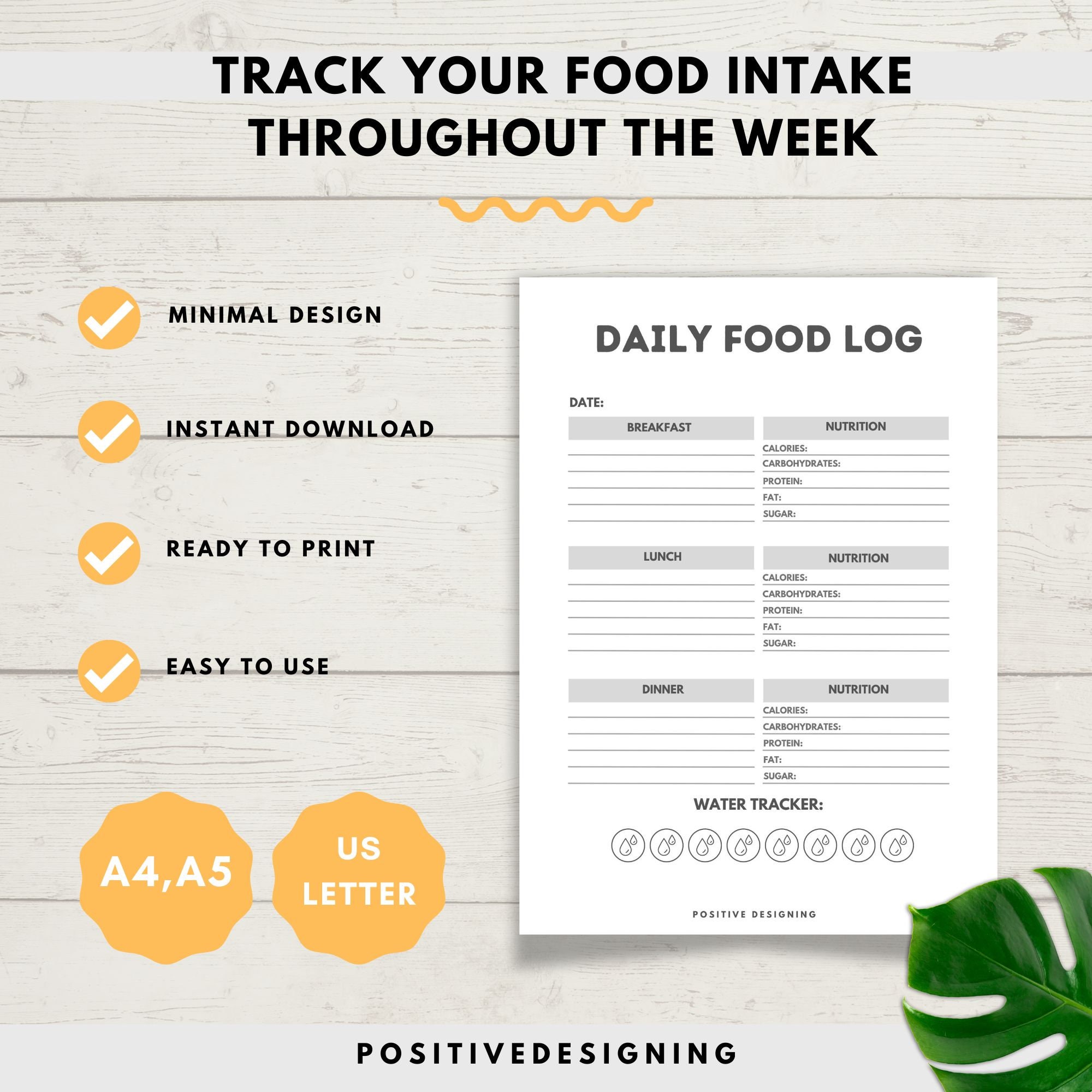Food Journal Printable, Meal Planner, Food Tracker, Meal Tracker ...