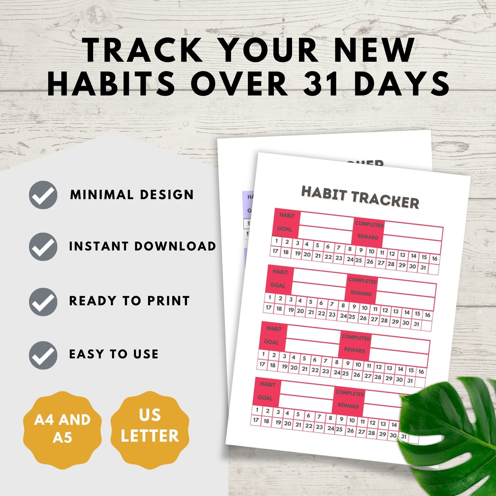 Monthly Habit Tracker Printable, Habit Tracker Template, Routine ...