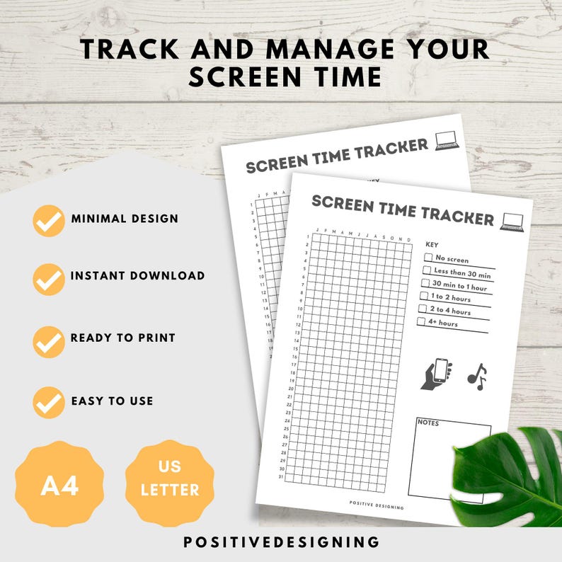 Screen Time Tracker Printable - Yearly Screen Time Tracker - Monthly ...