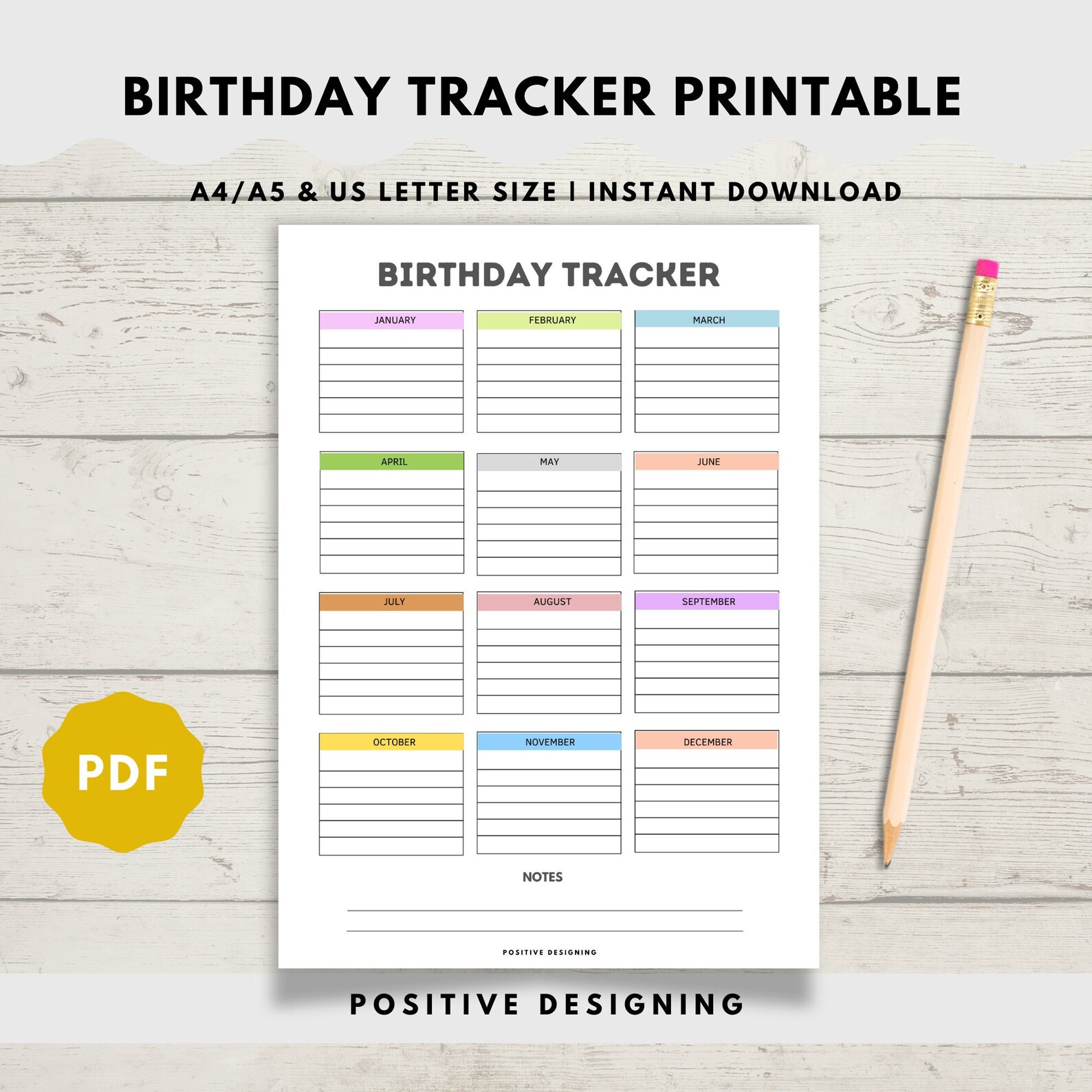 Birthday Tracker Printable Birthday List Birthday Planner - Etsy