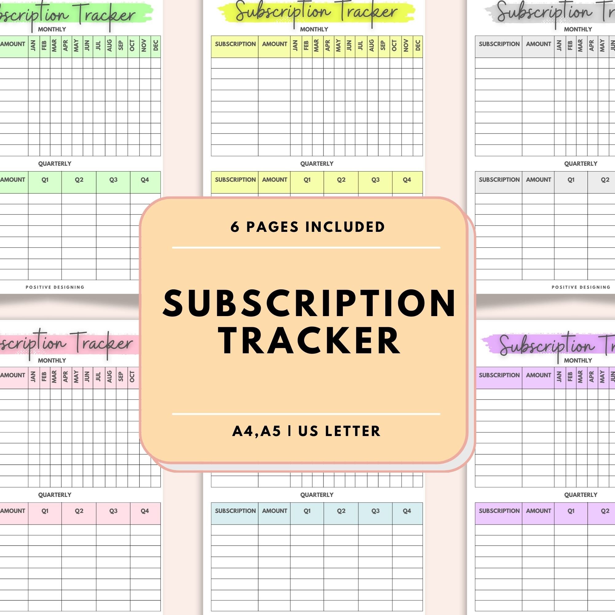 Subscription Tracker Printable, Membership Checklist, Expense Tracker ...