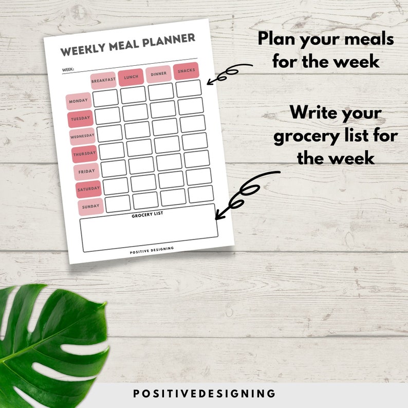 Weekly Meal Planner & Grocery List Printable PDF, Digital Download Meal ...