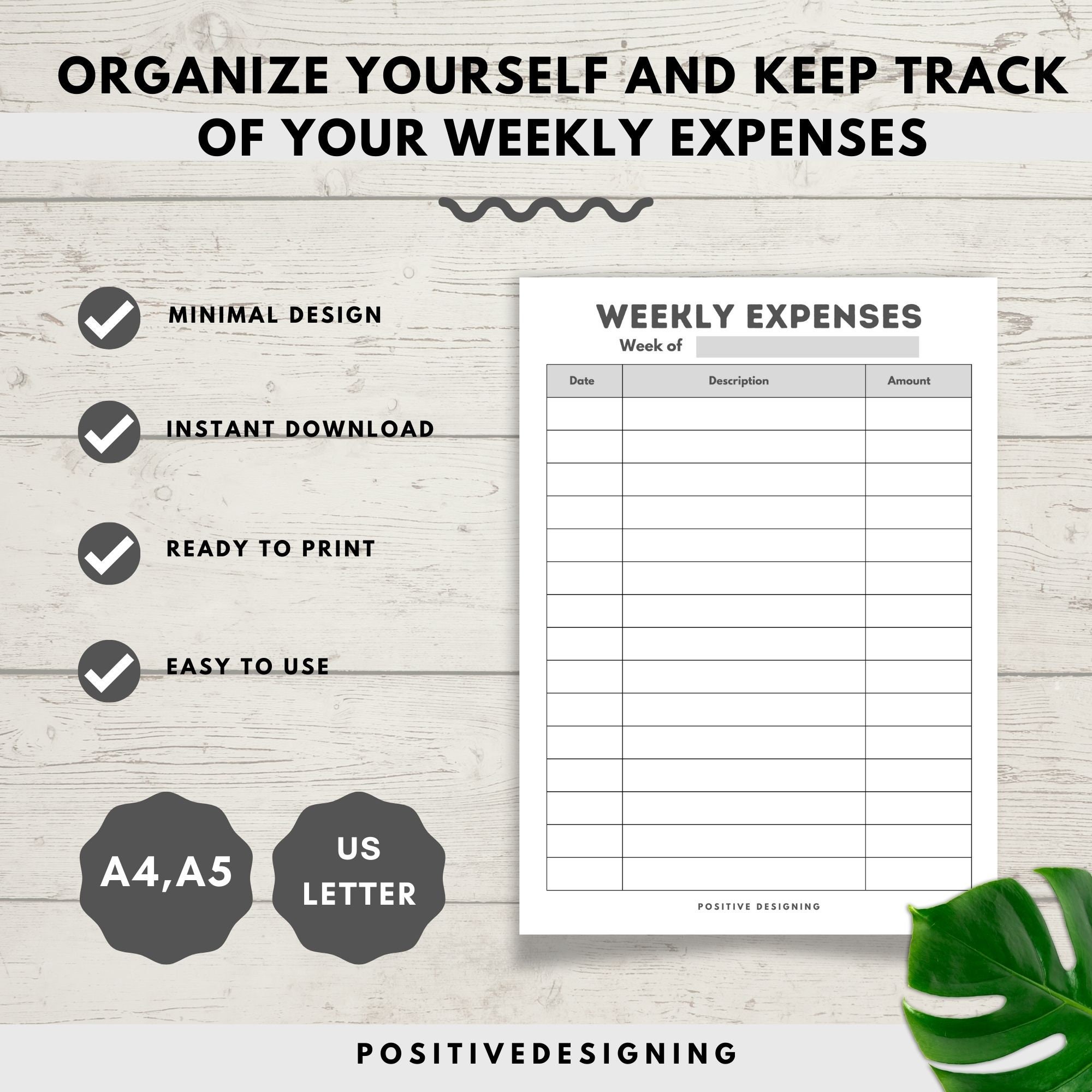 Weekly Expenses Tracker Printable Spending Log Purchase - Etsy