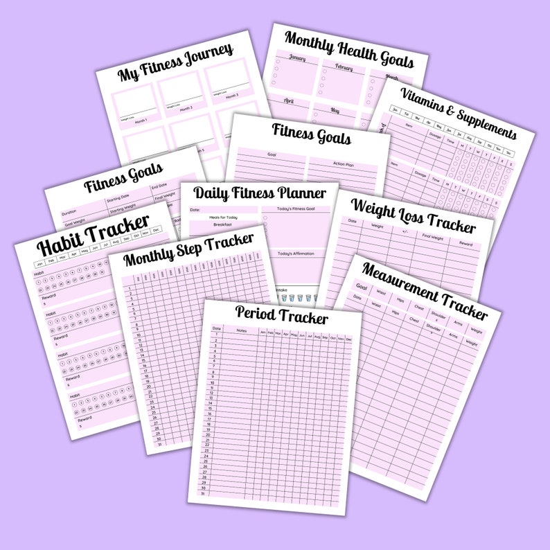 Fitness Tracker Planner Printable, Health Planner, Fitness Journal ...