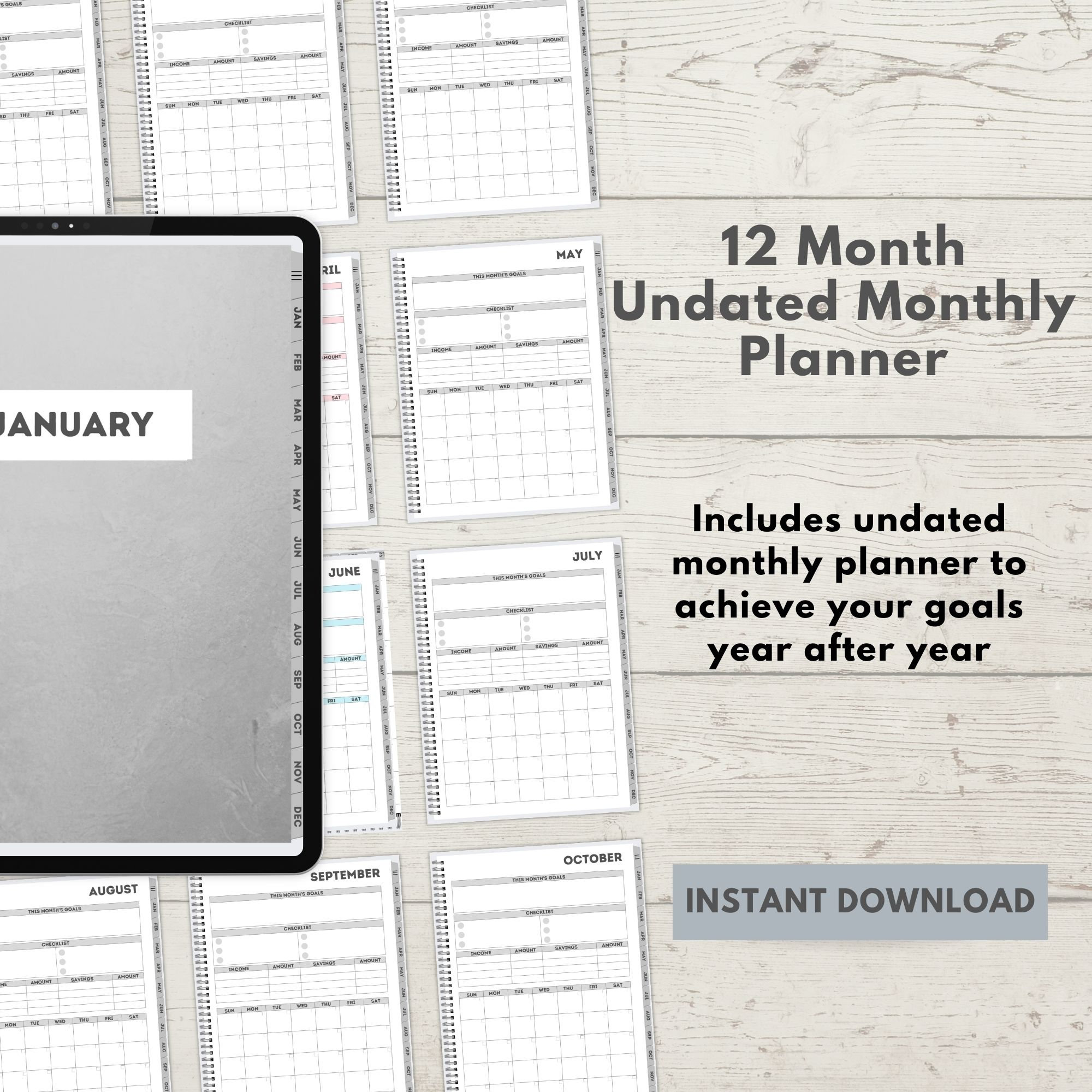 Money Planner - Digital Budget Planner - Savings Planner - Gray Budget ...