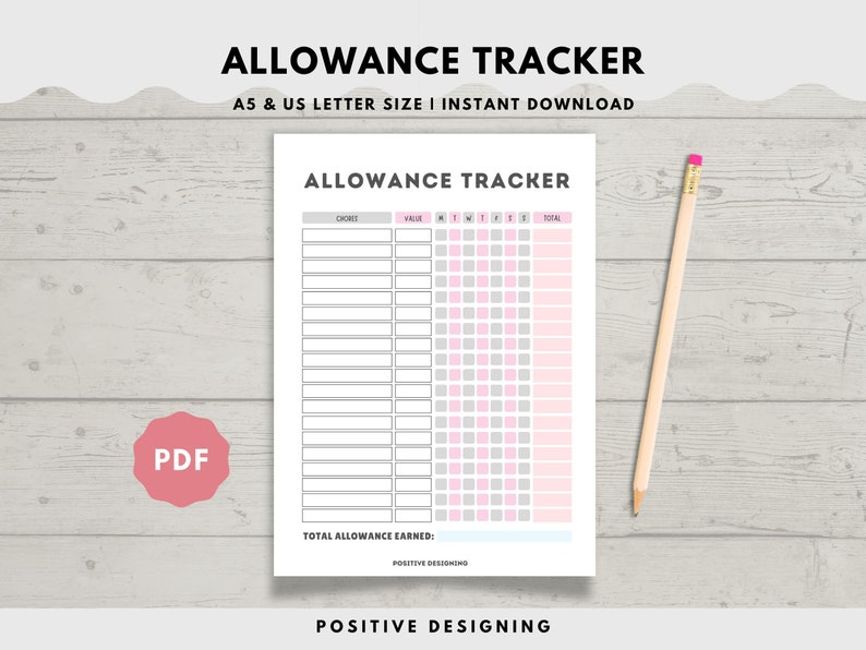 Allowance Chart | Allowance Tracker | Chore Chart for Kids | Kids ...