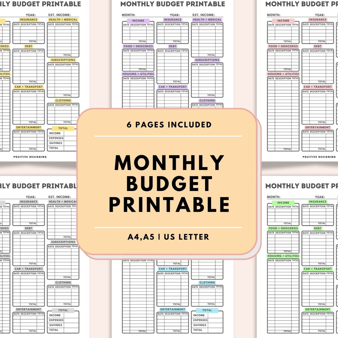Monthly Budget Planner Printable Financial Journal Monthly Budget Sheet ...