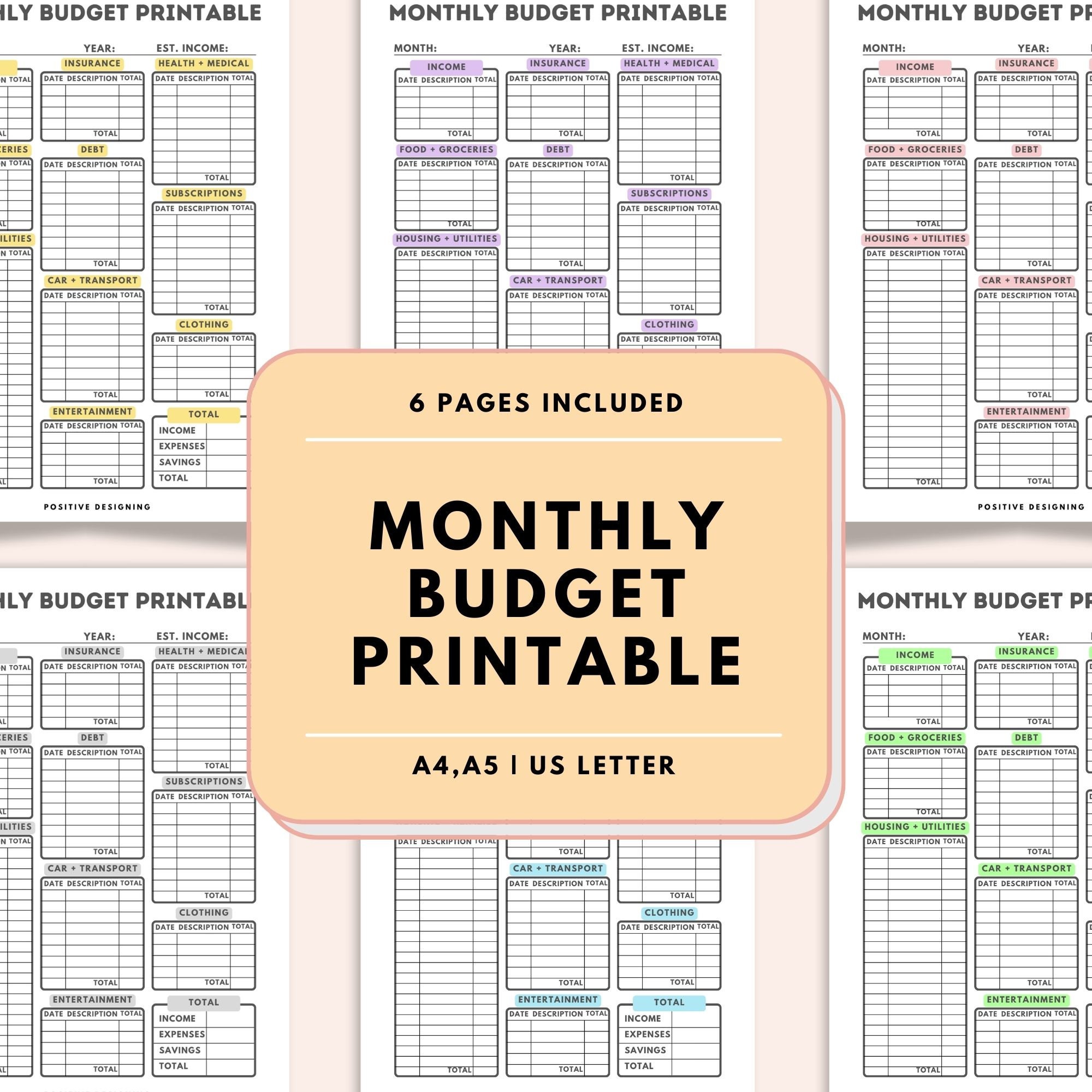 Monthly Budget Planner Printable | Financial Journal | Monthly Budget ...