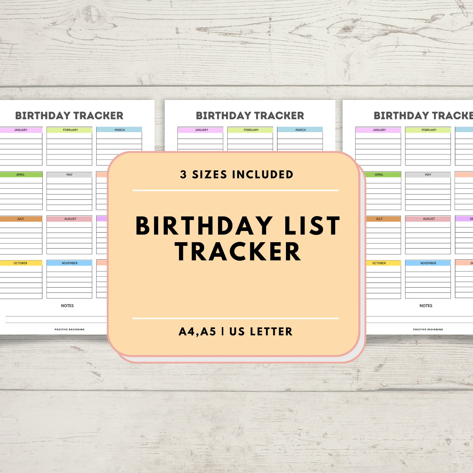 Birthday Tracker Printable Birthday List Birthday Planner Birthday ...