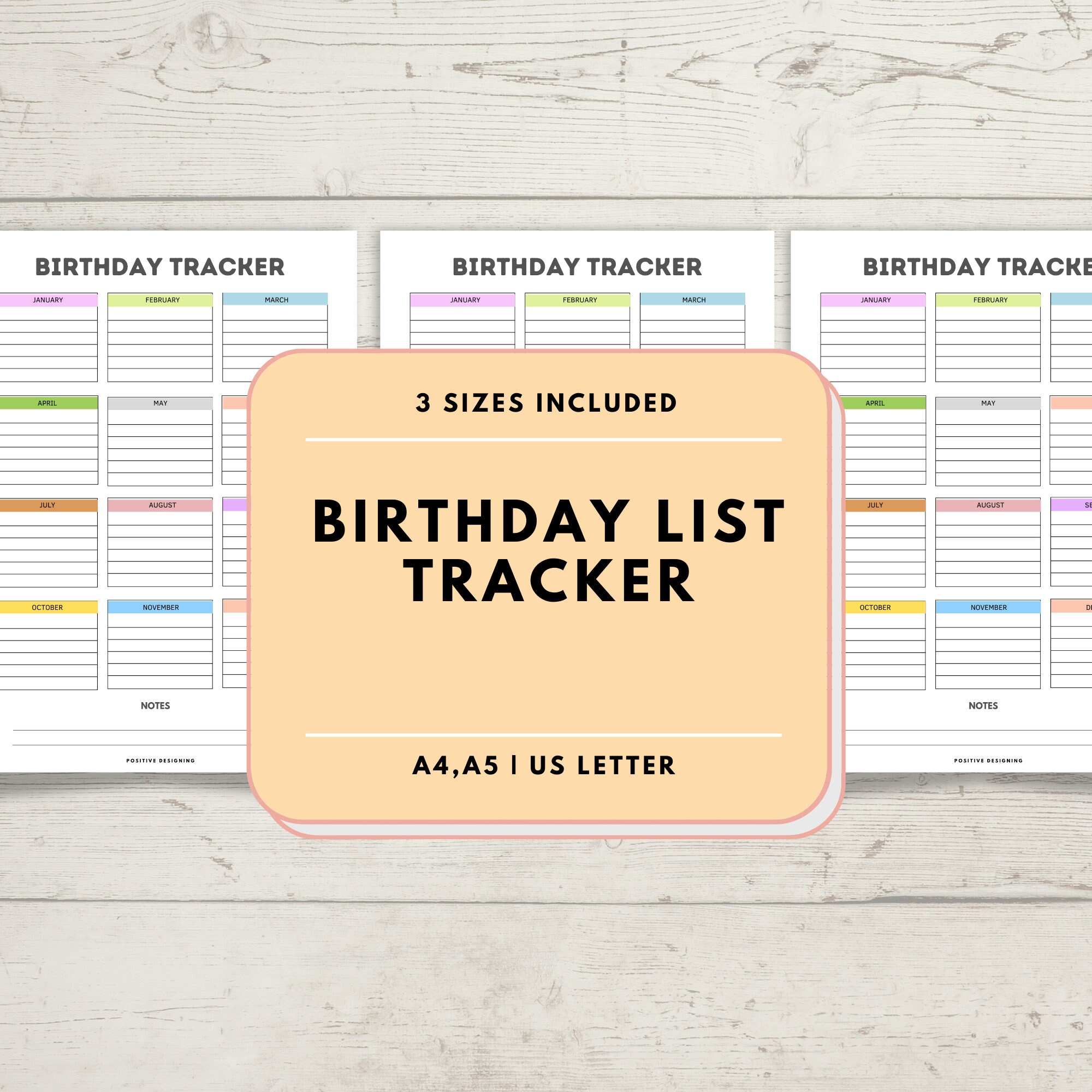 Birthday Tracker Printable Birthday List Birthday Planner Birthday ...