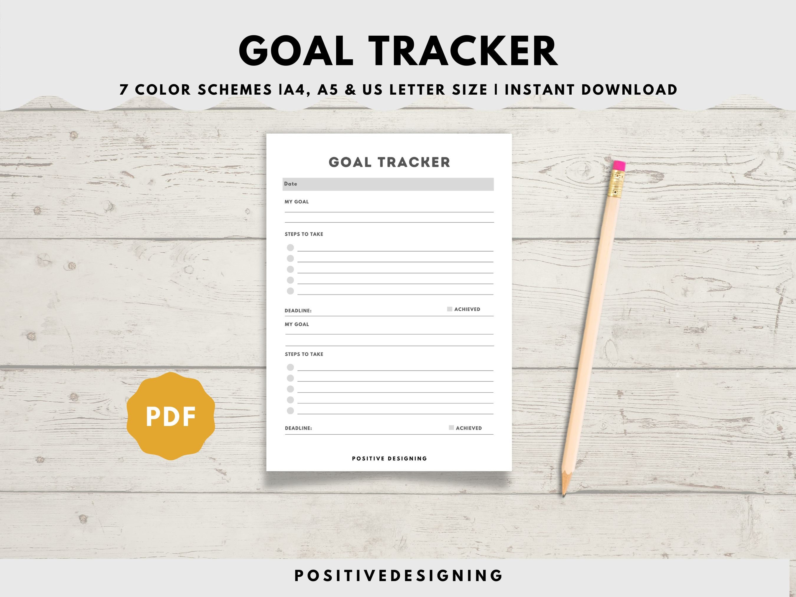 Goal Planner Printable Worksheet | Goal Setting Template, Personal Goal ...
