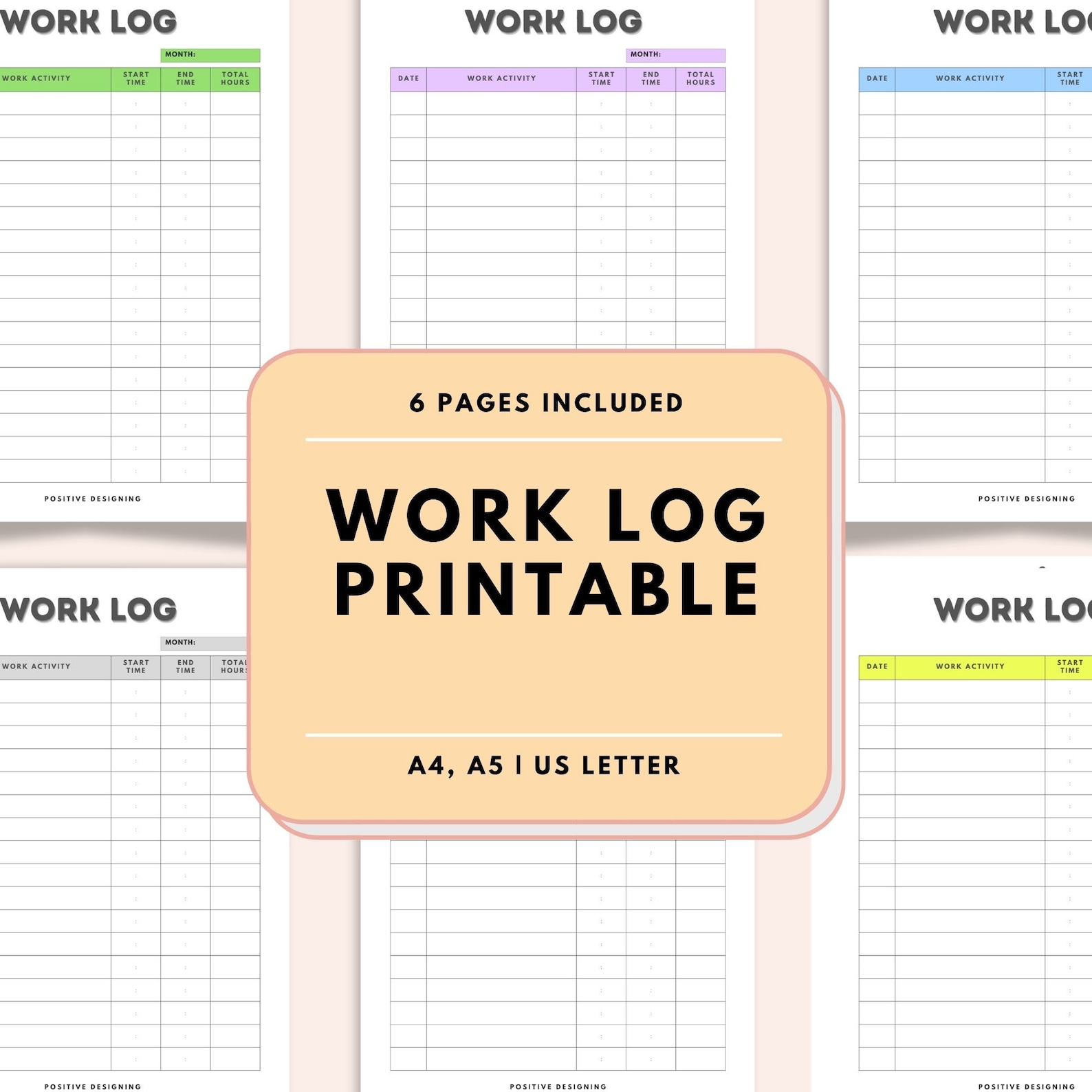 Printable Work | Time Log and Tracker | Activity Hours Log Printable ...