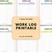 Printable Work | Time Log and Tracker | Activity Hours Log Printable ...