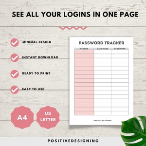 Printable Password Tracker, Password Log, Address Book Pages, Instant ...