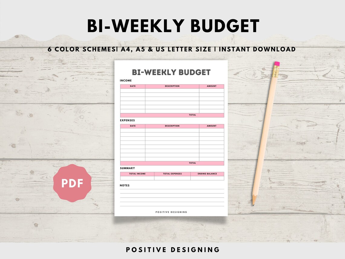 Bi-weekly Budget Planner Printable Budget Template PDF - Etsy