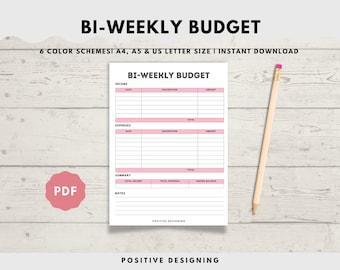 Bi-weekly Budget Planner Landscape Printable, Budget Template PDF ...