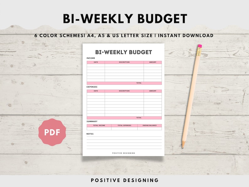 Bi-weekly Budget Planner Printable, Budget Template PDF, Budget by ...