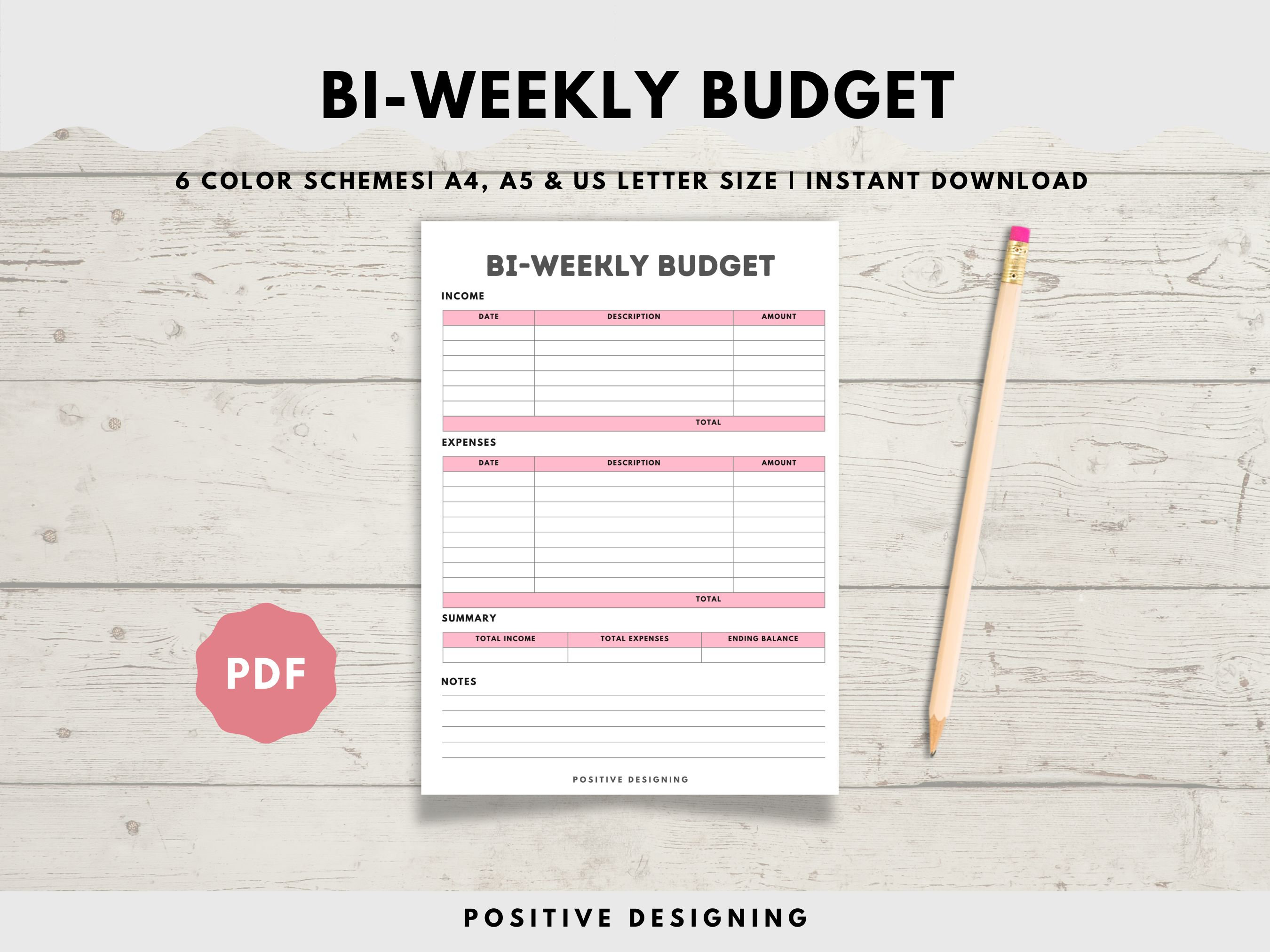 Bi-weekly Budget Planner Printable, Budget Template PDF, Budget by ...