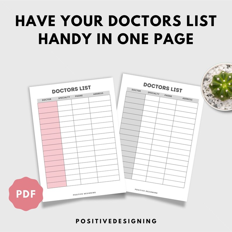 Printable Medical Contact List, Medical Tracker, Healthcare Contacts ...