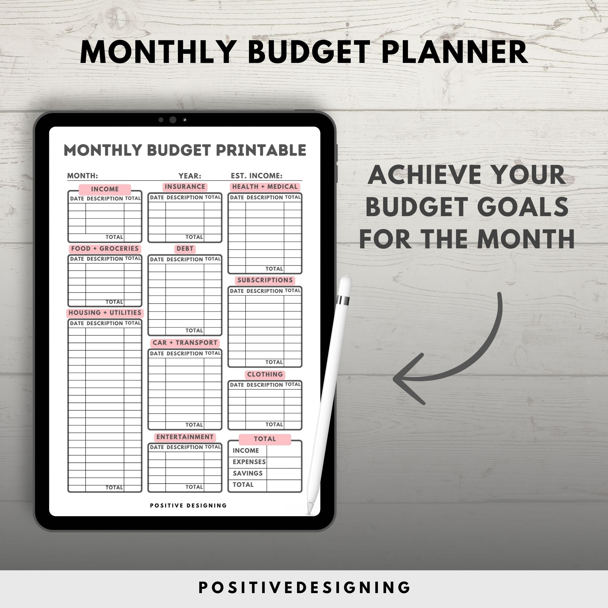 Digital Budget Planner, Digital Finance Planner, Monthly Budget Sheet ...