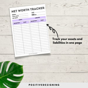 Net Worth Tracker Printable, Asset and Liability Balance Sheet ...