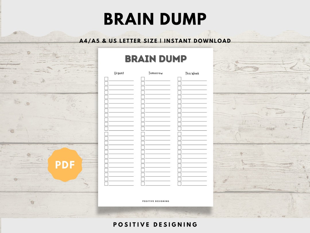 Brain Dump Journal Printable | ADHD Planner Pages | Productivity ...