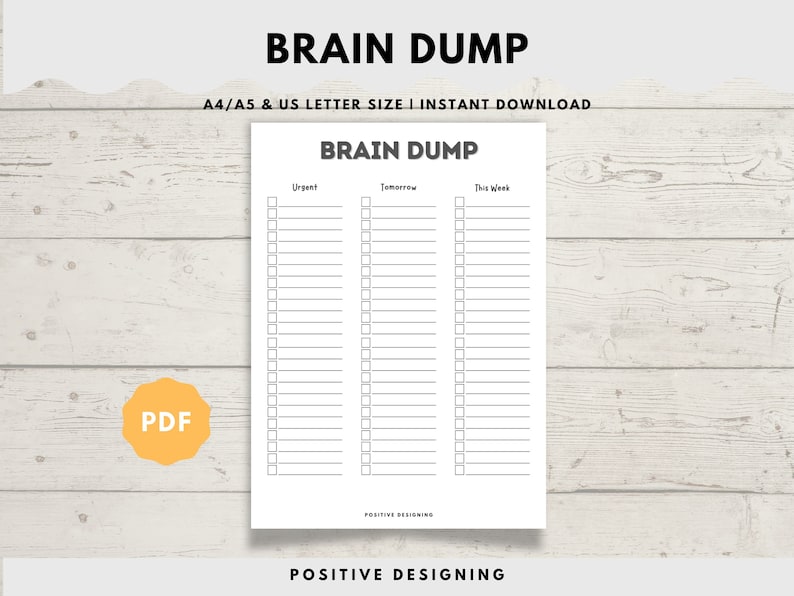 Brain Dump Journal Printable | ADHD Planner Pages | Productivity Planner | Thought Organizer ...