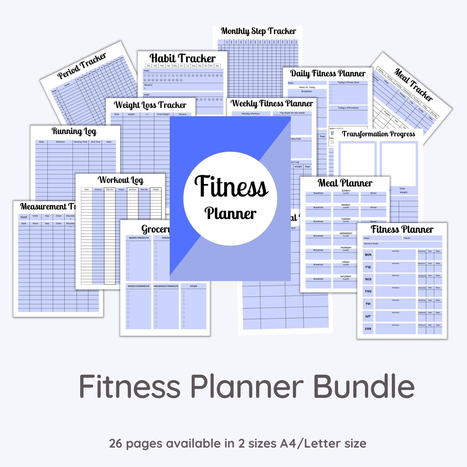 Fitness Tracker Planner Printable, Health Planner, Fitness Journal ...