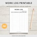 Printable Work | Time Log and Tracker | Activity Hours Log Printable ...