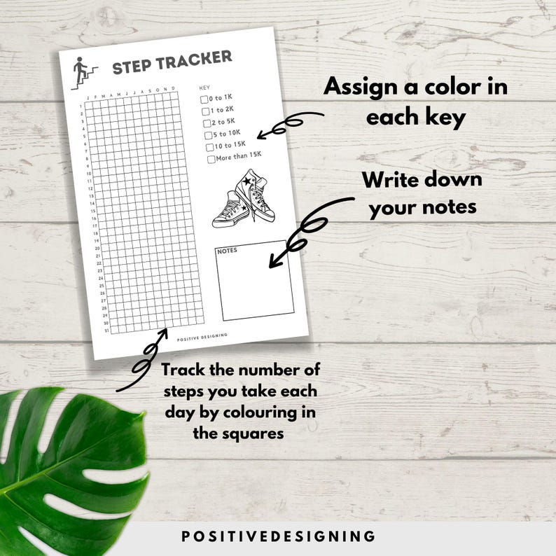 Step Tracker Printable - Monthly Step Tracker - Daily Step Record ...