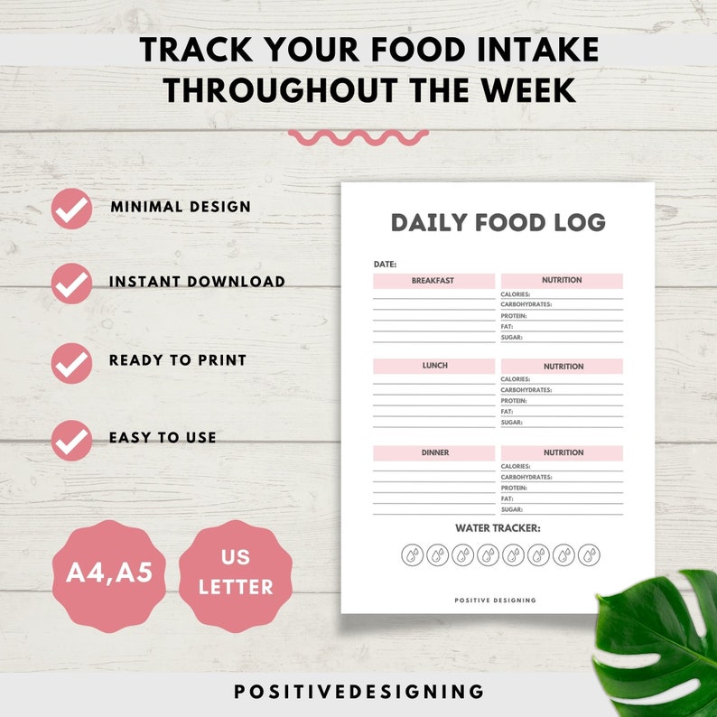 Food Journal Printable, Meal Planner, Food Tracker, Meal Tracker ...