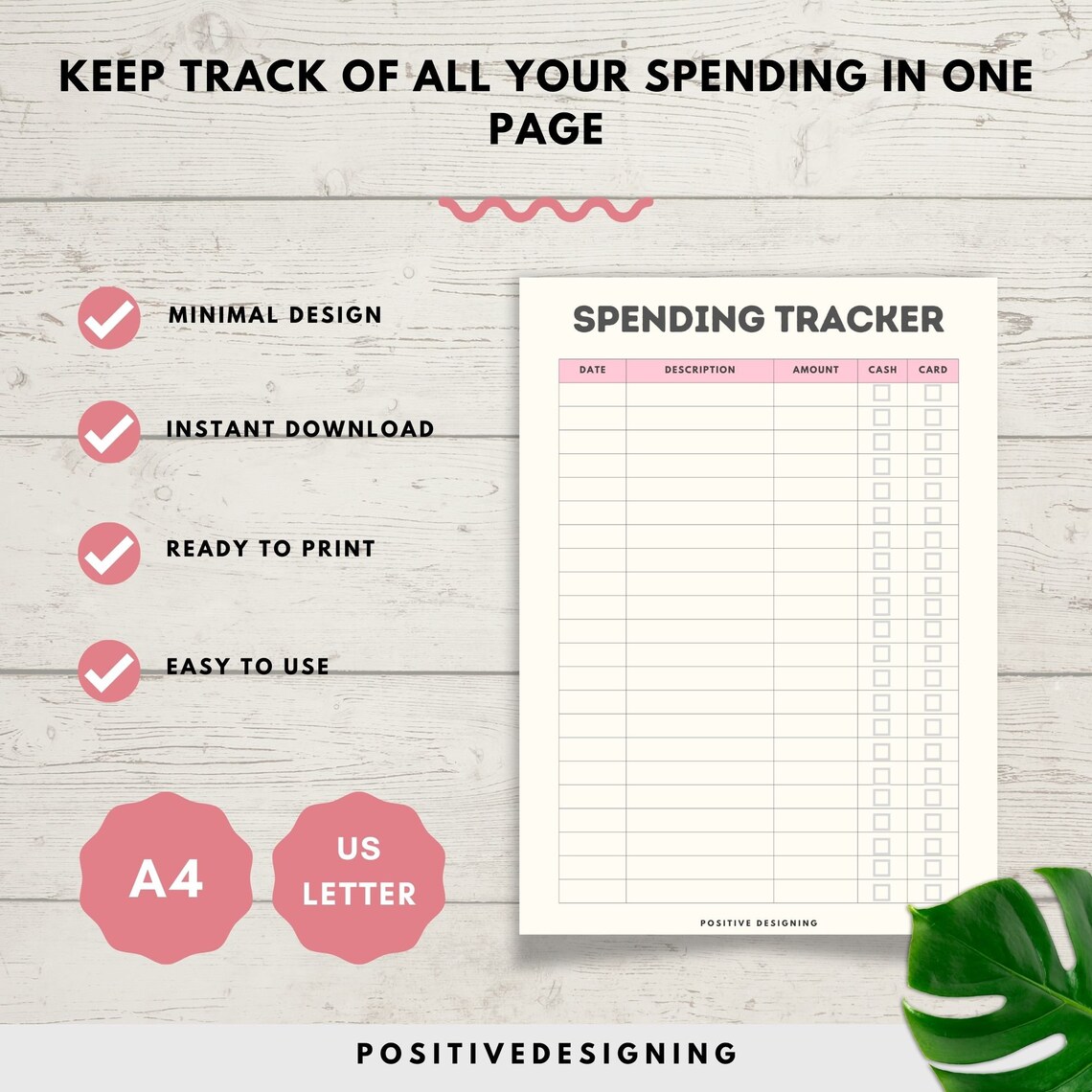 Spending Tracker Printable, Expense Tracker, Budget Template, Financial ...
