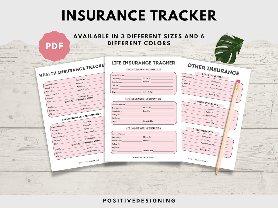 Insurance Tracker Printable, Insurance Tracking Template, Insurance ...