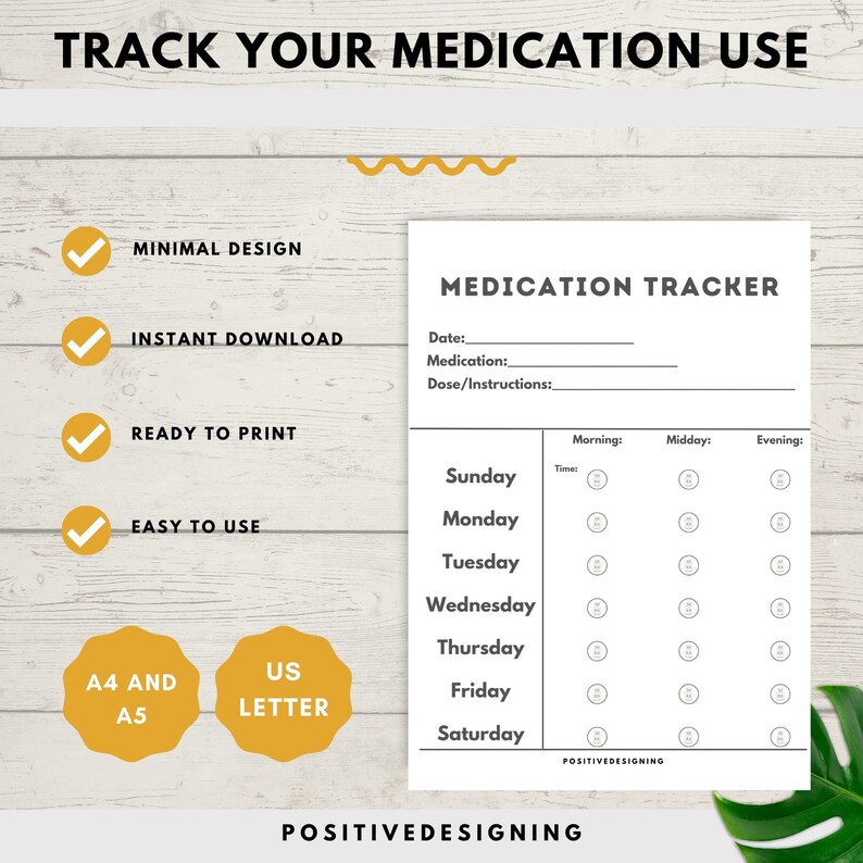 Daily Medication Tracker, Printable Medication Log, Daily Medication ...
