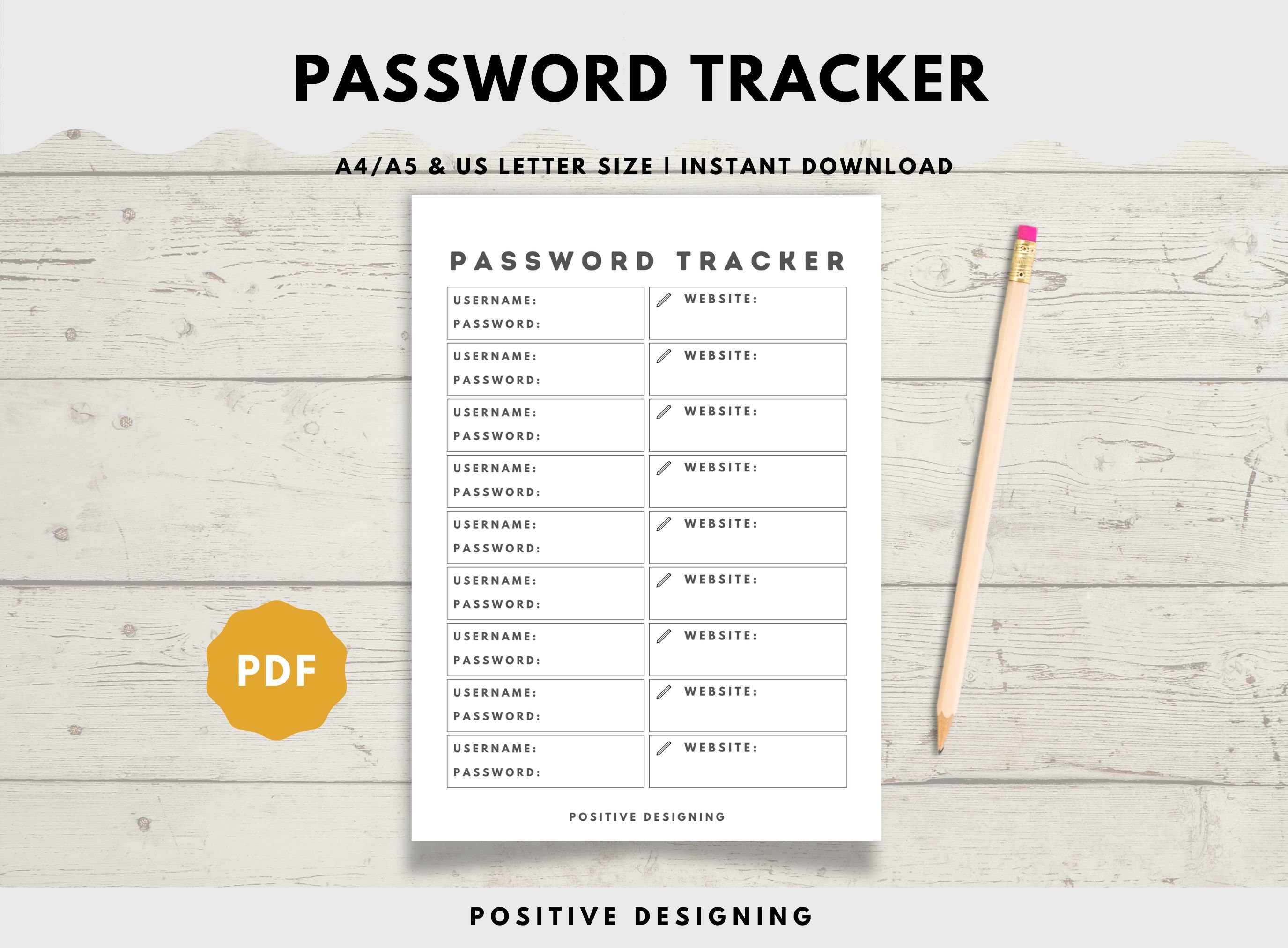 Printable Password Tracker, Password Log, Address Book Pages, Instant ...