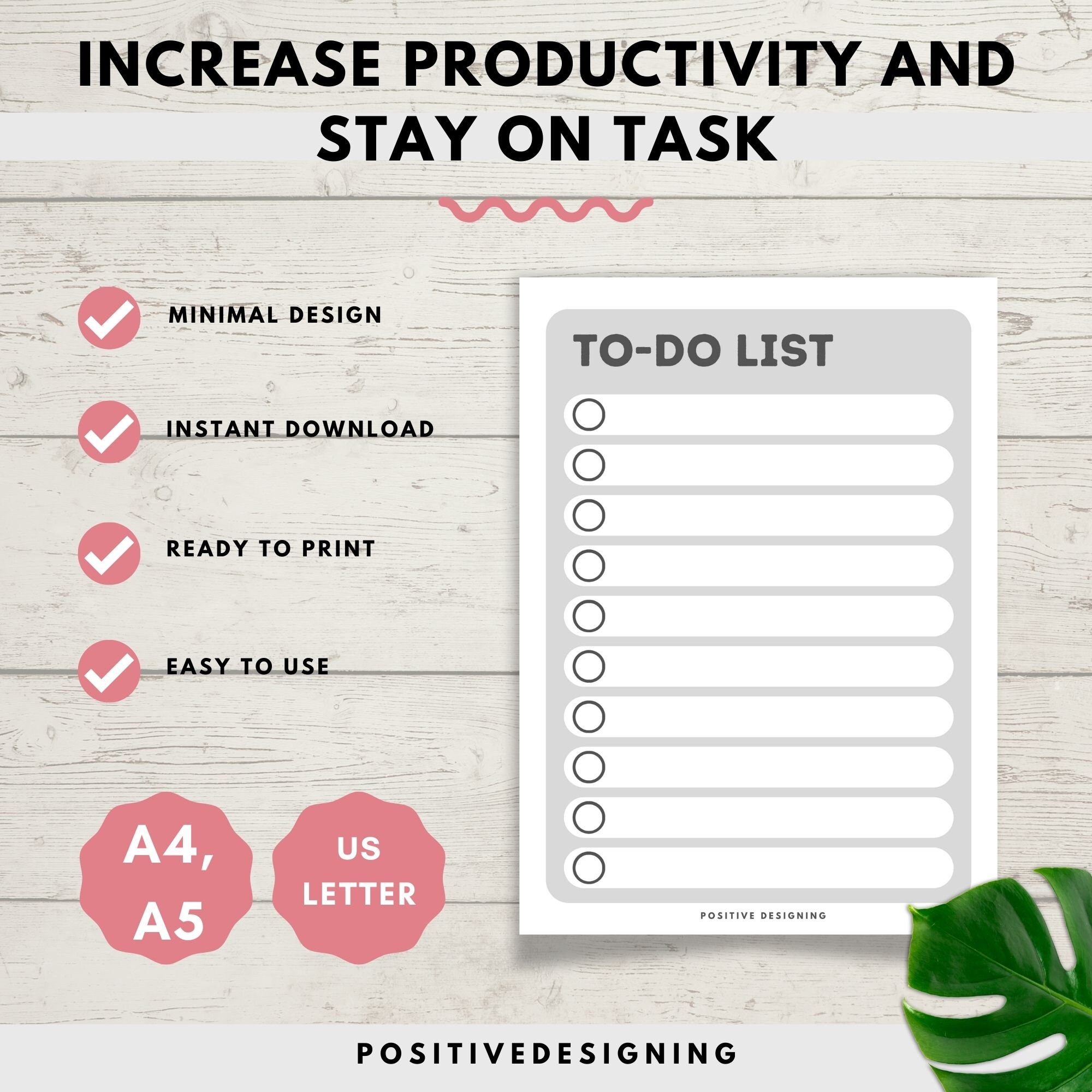 Minimal to Do List Printable, Simple Tasks List Template, Productivity ...