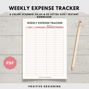 Weekly Expenses Tracker Printable, Spending Tracker, Budget Planner ...