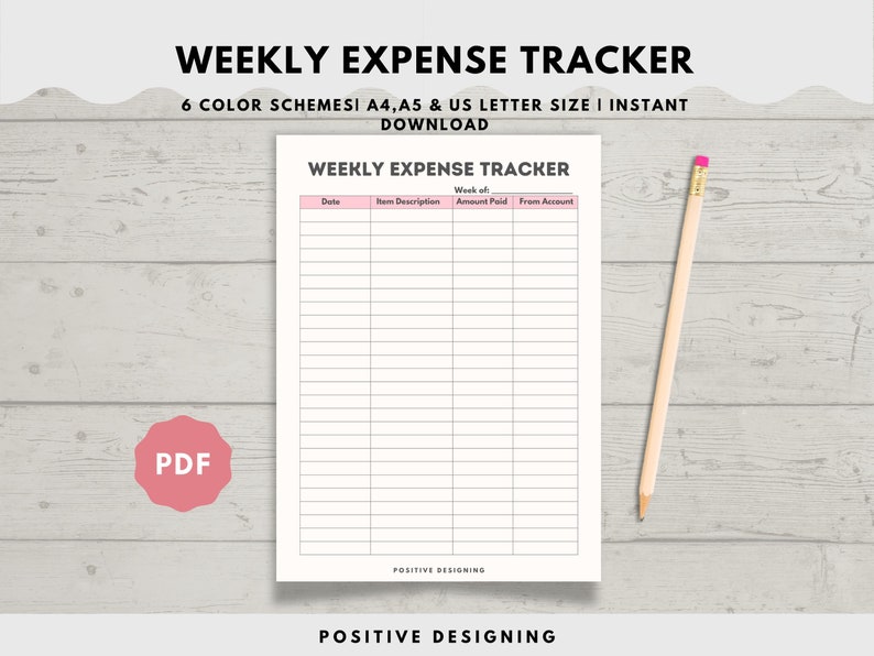 Weekly Expenses Tracker Printable, Spending Tracker, Budget Planner ...