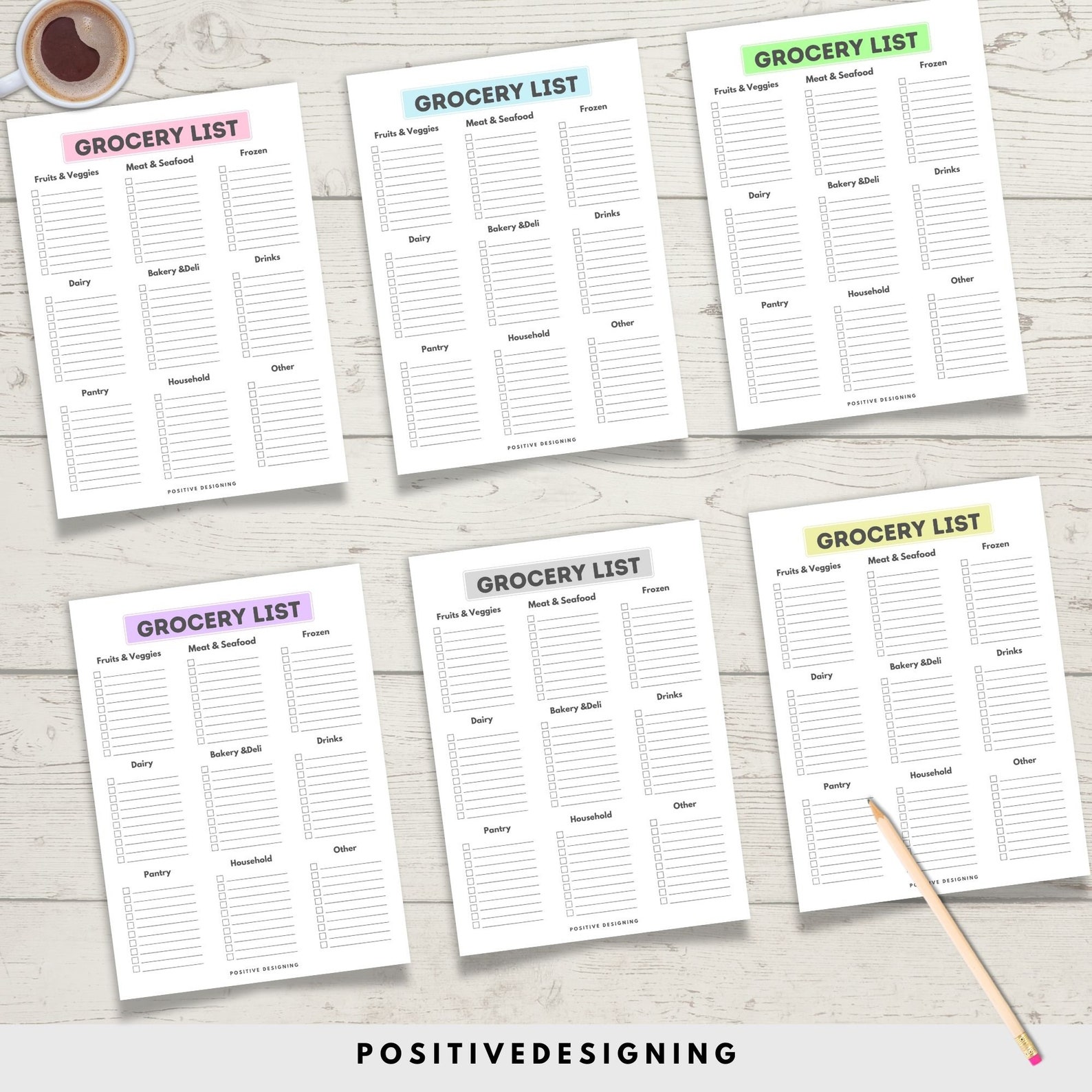 Grocery Shopping List Template Pages, Weekly Menu and Grocery List ...